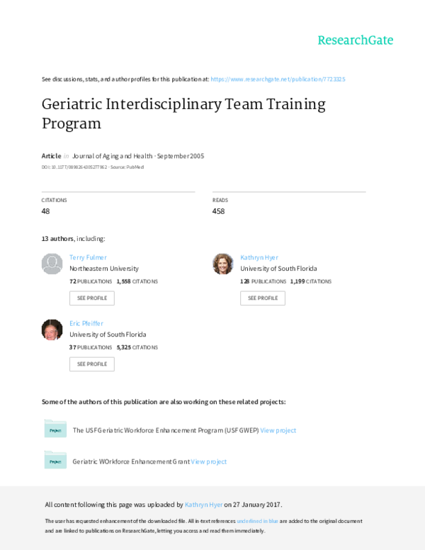 (PDF) Geriatric Interdisciplinary Team Training Program: Evaluation Results
