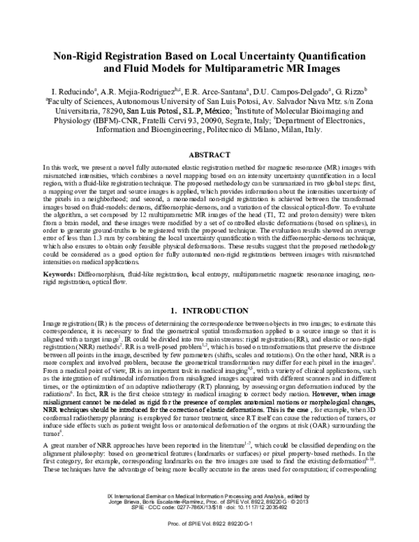 (PDF) Non-Rigid Registration Based on Local Uncertainty Quantification and Fluid Models for ...