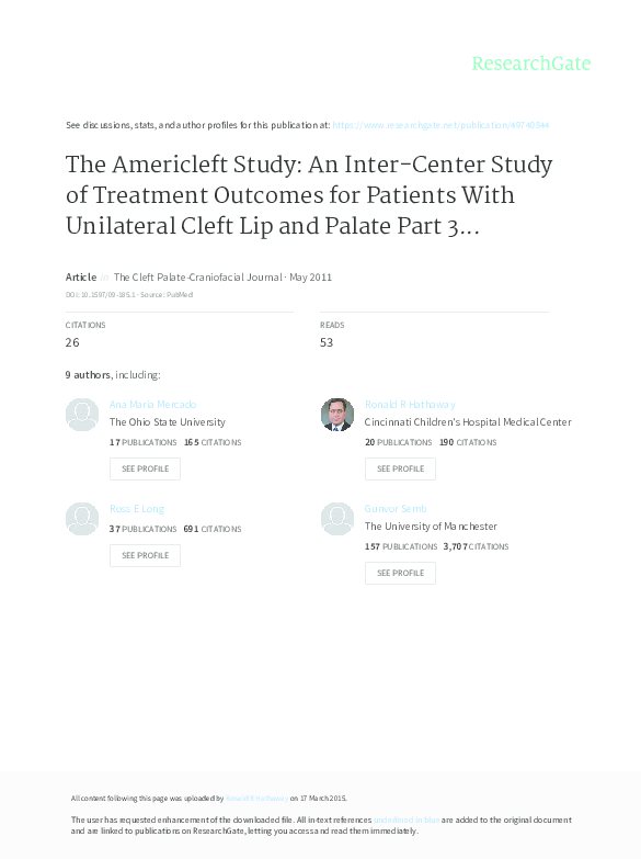 (PDF) Two or Three-Dimensional Cast Analysis in Patients with Cleft Lip and Palate? | Prof. Dr ...