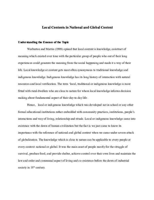 (DOC) Local Contents in National and Global Context