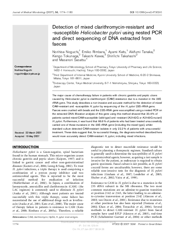 (PDF) Detection of mixed clarithromycin-resistant and -susceptible ...