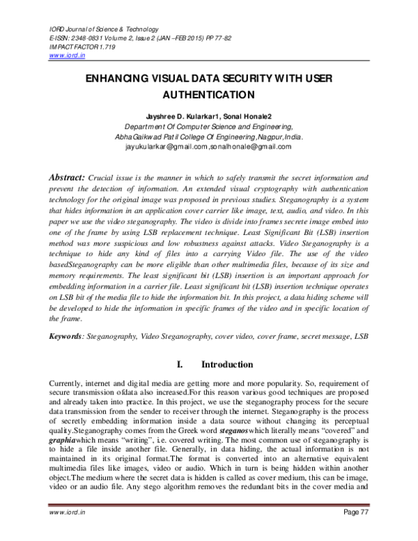 (PDF) ENHANCING VISUAL DATA SECURITY WITH USER AUTHENTICATION