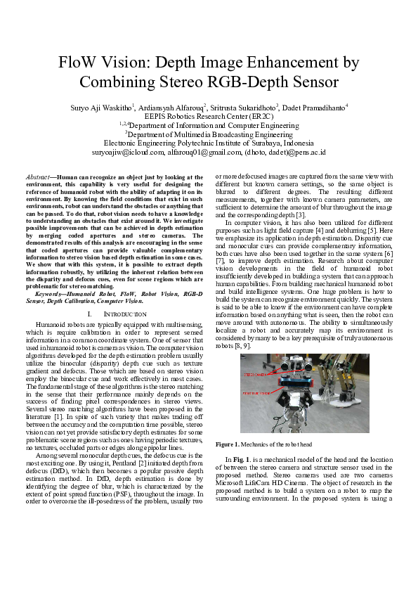 Pdf Merging Of Depth Image Between Stereo Camera And Structure Sensor On Robot Flow” Vision