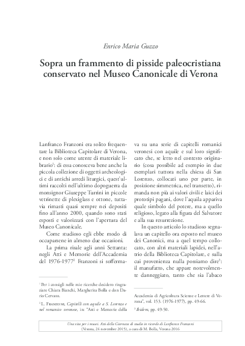 (PDF) Enrico Maria Guzzo, Sopra un frammento di pisside paleocristiana ...
