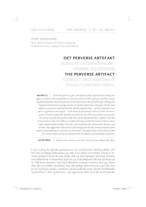 (PDF) Det perverse artefakt. Konflikt og erindringer i spanske ...