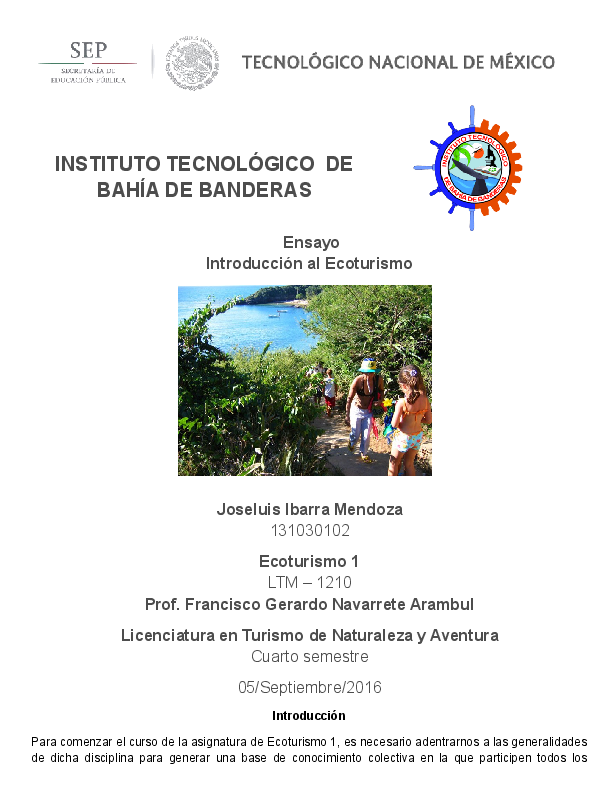 (DOC) Ensayo Introduccion al Ecoturismo