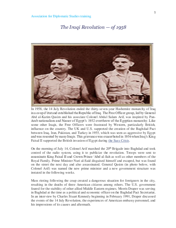 (PDF) The Iraqi Revolution 1958, discussion with Morris