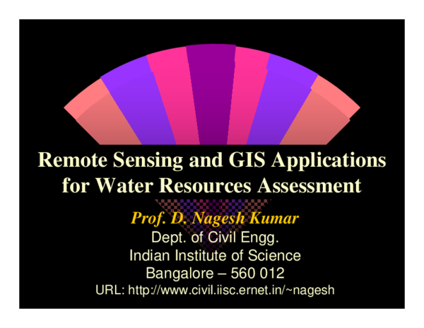 (PDF) Remote Sensing and GIS Applications for Water Resources Assessment