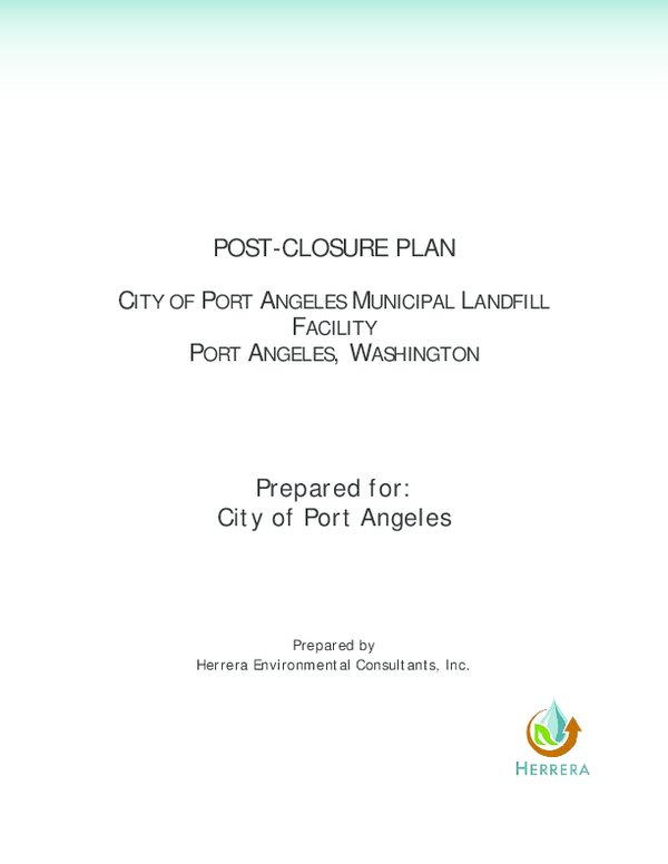 (PDF) POST-CLOSURE PLAN CITY OF PORT ANGELES MUNICIPAL LANDFILL ...