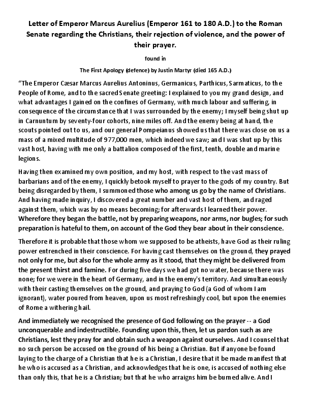 (PDF) Letter of Emperor Marcus Aurelius to the Roman Senate on the ...