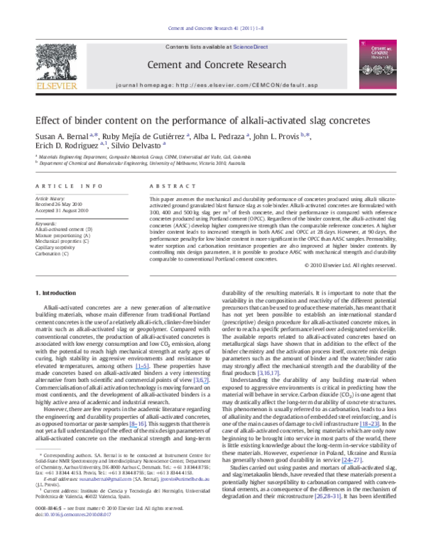 (PDF) Effect of binder content on the performance of alkali-activated ...