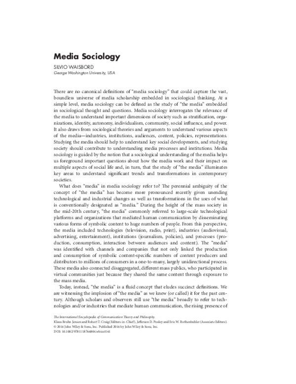 (PDF) Media sociology