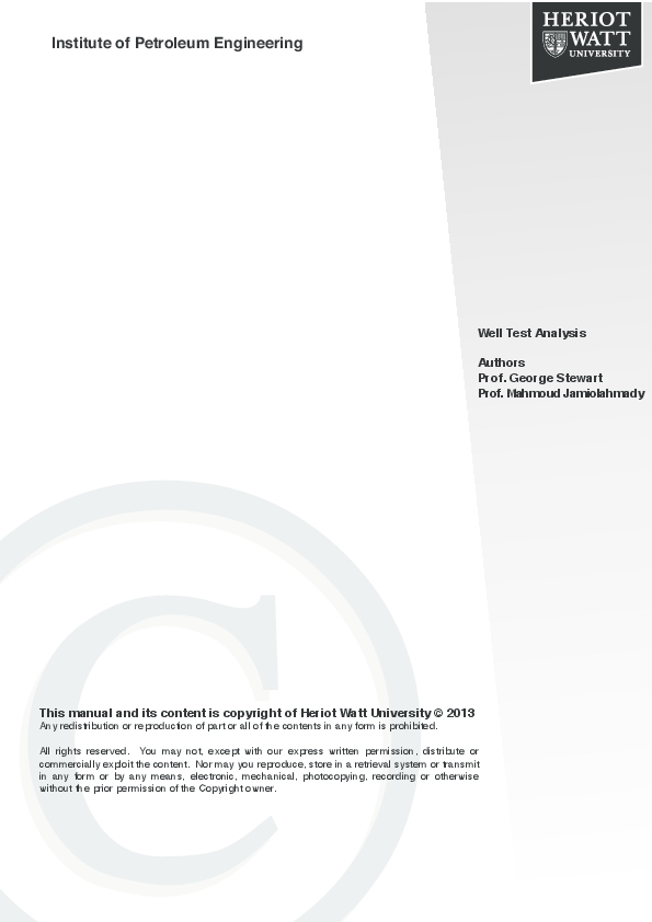 (PDF) Institute of Petroleum Engineering Well Test Analysis