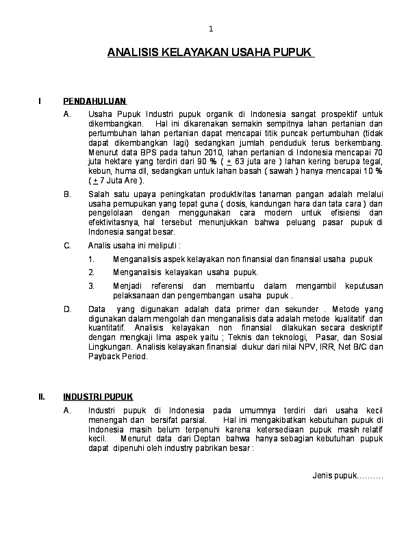 (PDF) ANALISIS KELAYAKAN USAHA | irma iskandar - Academia.edu