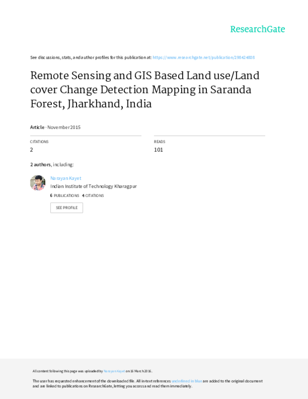 (PDF) Remote Sensing and GIS Based Land use/Land cover Change Detection ...