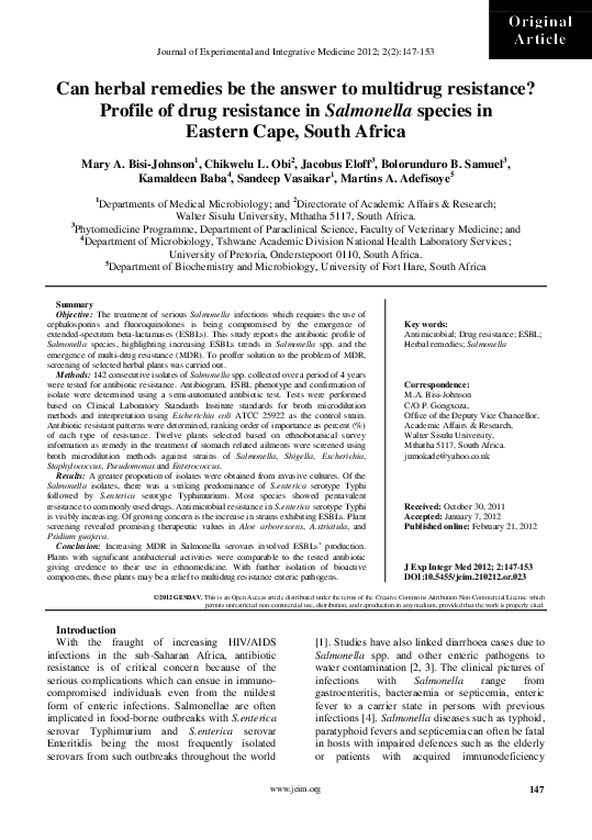 (PDF) Can herbal remedies be the answer to multidrug resistance ...