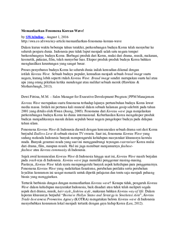 (DOC) Memanfaatkan Fenomena Korean Wave