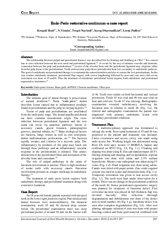 (PDF) Endo-Perio restorative continuum-a case report