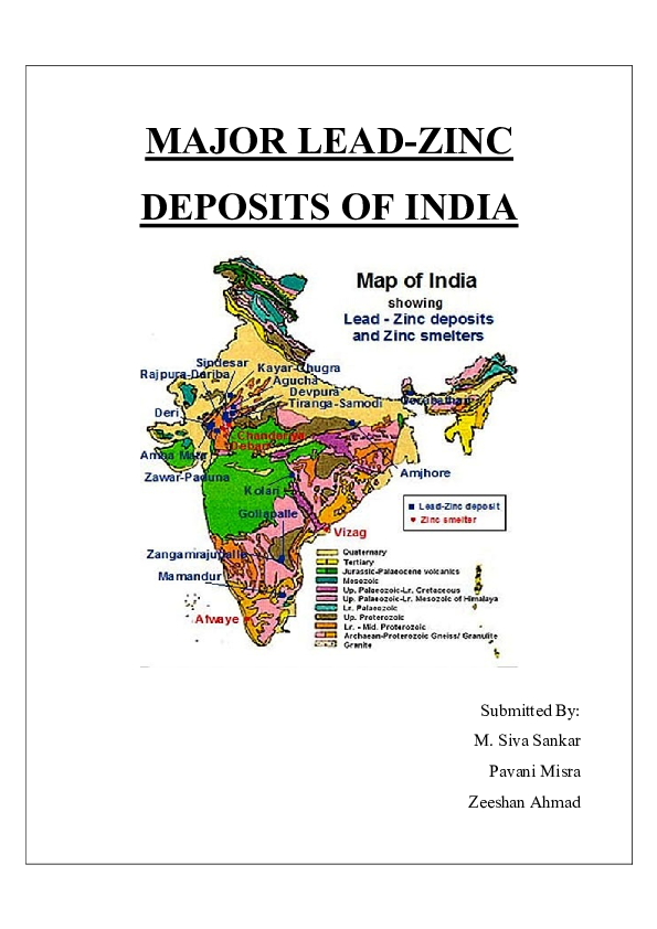 (PDF) MAJOR LEAD-ZINC DEPOSITS OF INDIA IMPORTANT LEAD-ZINC DEPOSITS OF ...