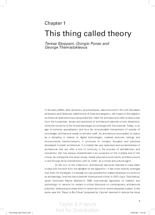 (PDF) This Thing Called Theory | Giorgio Ponzo, Teresa Stoppani, and ...