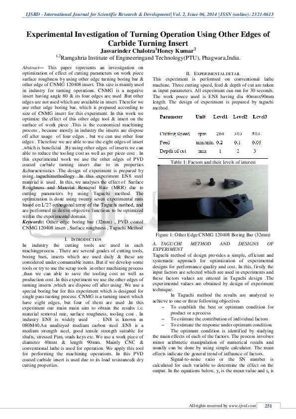 (PDF) Experimental Investigation of Turning Operation Using Other Edges ...