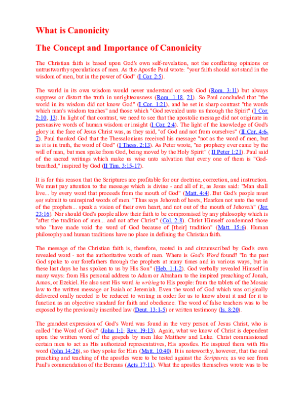 (DOC) What is Canonicity The Concept and Importance of Canonicity
