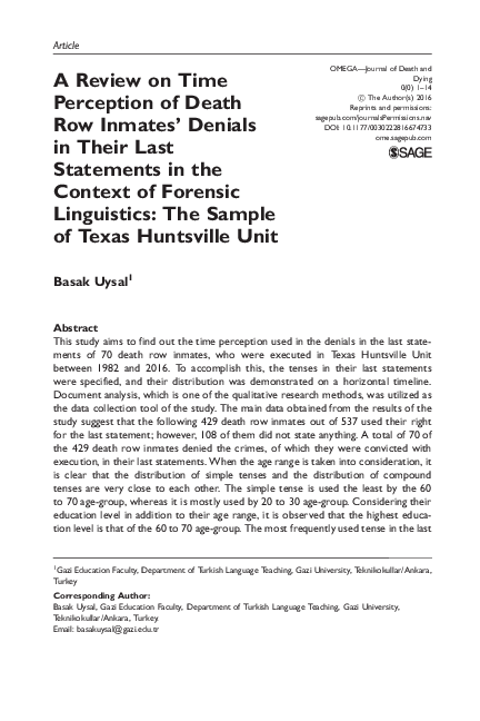 (PDF) A Review on Time Perception of Death Row Inmates' Denials in ...