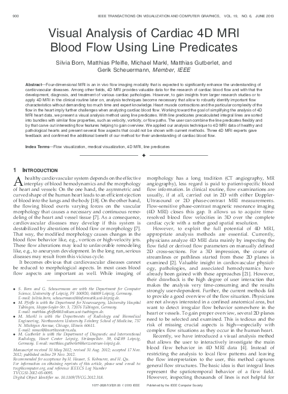 (PDF) Visual Analysis of Cardiac 4D MRI Blood Flow Using Line Predicates
