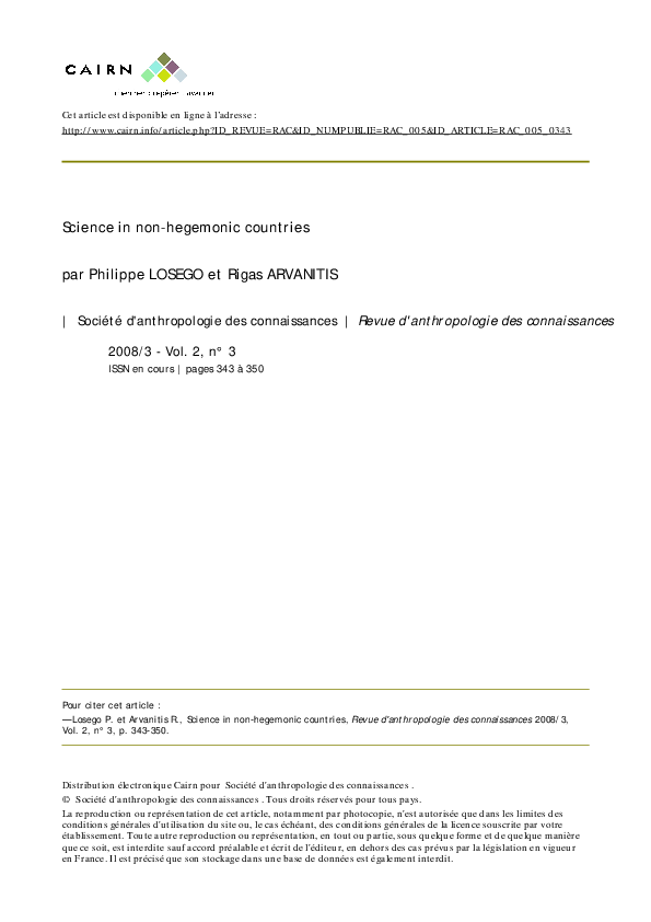 Science in non-hegemonic countries