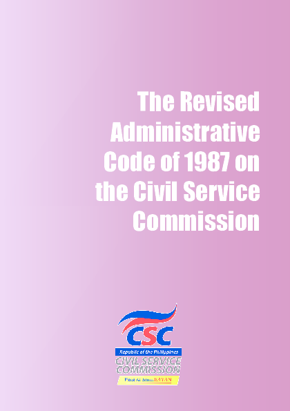 (PDF) The Revised Administrative Code of 1987 on the Civil Service ...