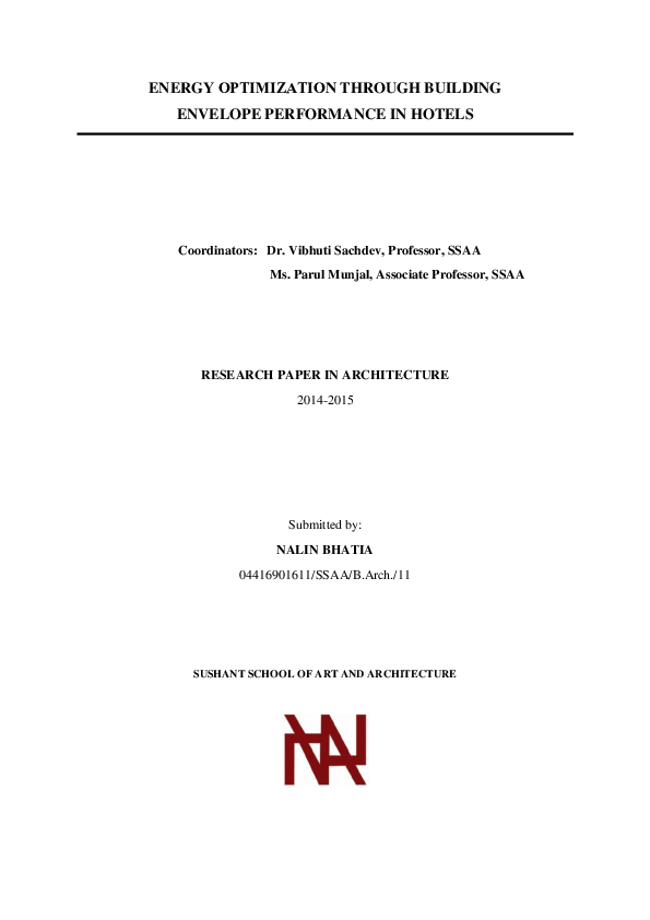 (PDF) ENERGY OPTIMIZATION THROUGH BUILDING ENVELOPE PERFORMANCE IN HOTELS SUSHANT SCHOOL OF ART ...