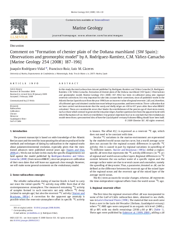 (PDF) Comment on “Formation of chenier plain of the Doñana marshland ...