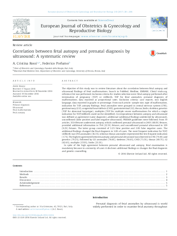 (PDF) Correlation between fetal autopsy and prenatal diagnosis by ...