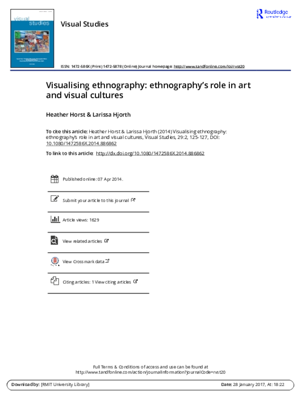 (PDF) Visualising ethnography: ethnography's role in art and visual ...