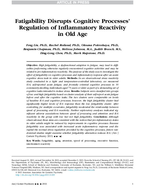 (PDF) Fatigability Disrupts Cognitive Processes' Regulation of ...