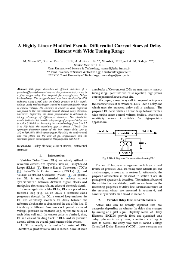 (PDF) A highly-linear modified pseudo-differential current starved delay element with wide ...