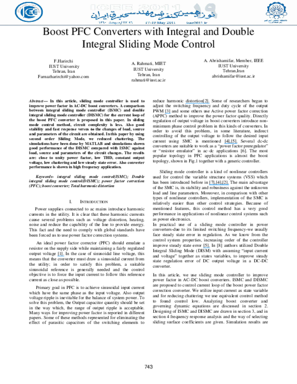 (PDF) Boost PFC converters with integral and double integral sliding mode control