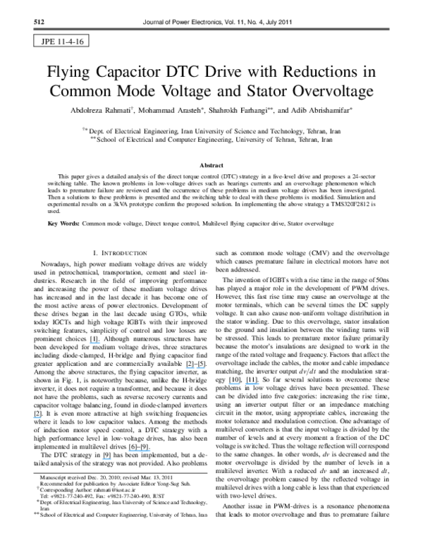 (PDF) Flying Capacitor DTC Drive with Reductions in Common Mode Voltage ...