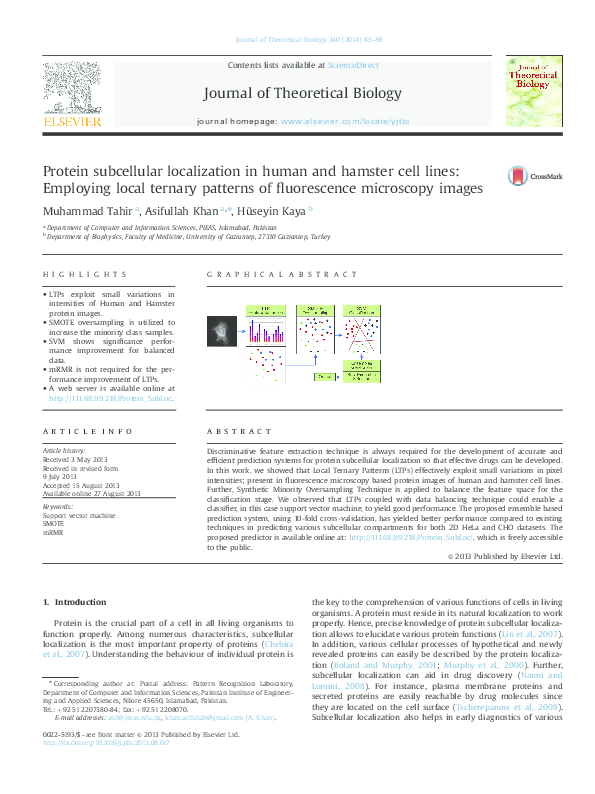 (PDF) Protein subcellular localization in human and hamster cell lines: Employing local ternary ...