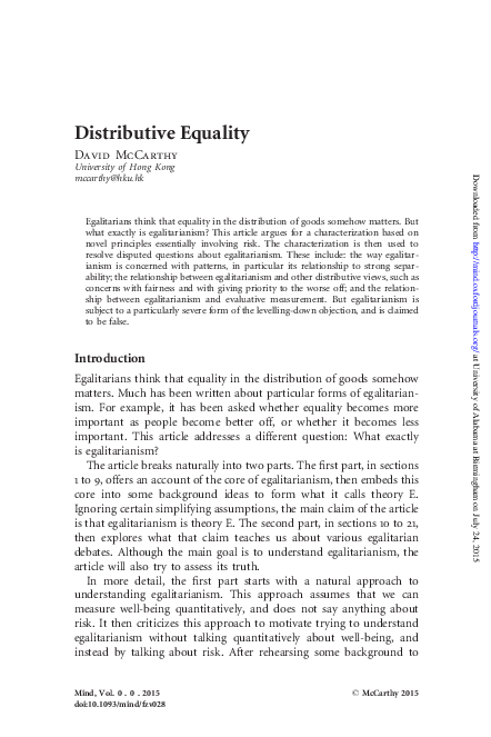 (PDF) Distributive equality