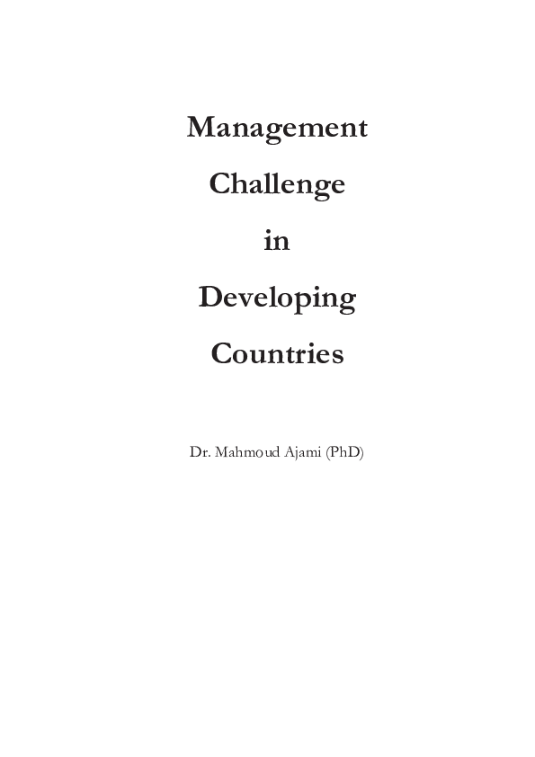 (PDF) Management Challenge in Developing Countries