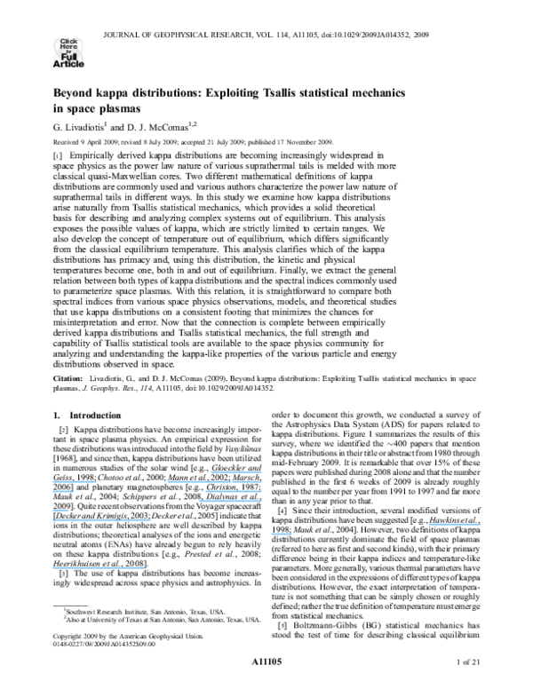 (PDF) Beyond kappa distributions: Exploiting Tsallis statistical ...