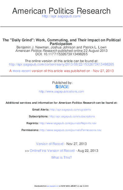 (PDF) Participation The ''Daily Grind'': Work, Commuting, and Their ...