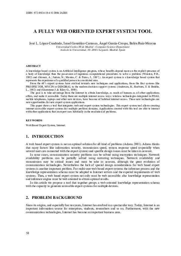 (PDF) A Fully Web Oriented Expert System Tool | Angel Garcia Crespo - Academia.edu