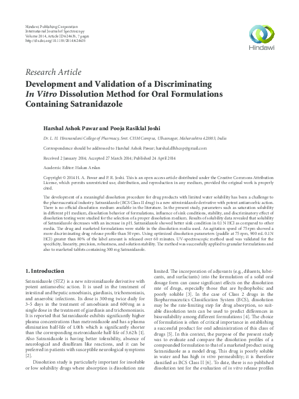 Pdf Dissolution Profile Of Apixaban Tablets Method Development And Validation Using Hplc