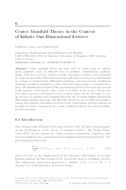 (PDF) Center Manifold Theory in the Context of Infinite One-Dimensional ...