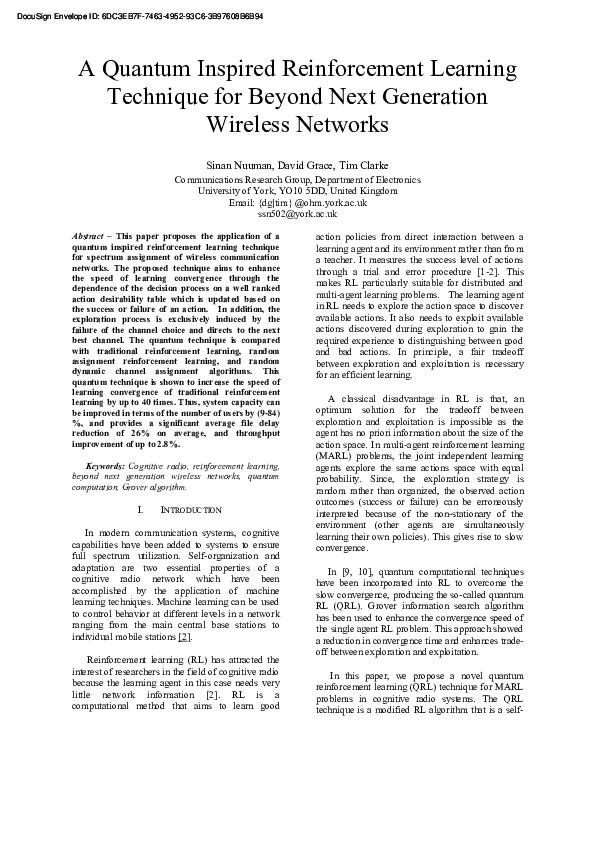 (PDF) A Quantum Inspired Reinforcement Learning Technique for Beyond Next Generation Wireless ...