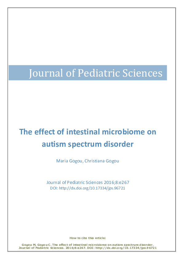 (PDF) The effect of intestinal microbiome on autism spectrum disorder.