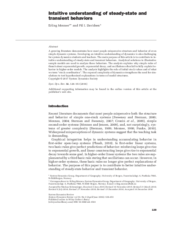 (PDF) Intuitive understanding of steady-state and transient behaviors