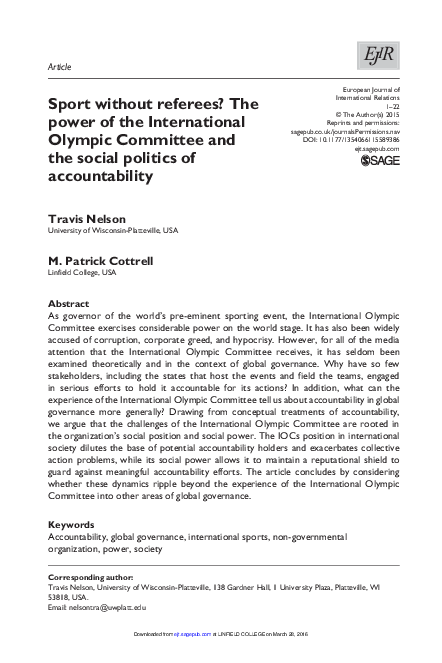 (PDF) Sport without referees? The power of the International Olympic ...